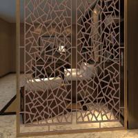 China Custom PVD Gold Stainless Steel Room Divider 500x2800mm Laser Cut Screen for sale