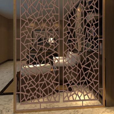 China Custom PVD Gold Stainless Steel Room Divider 500x2800mm Laser Cut Screen for sale
