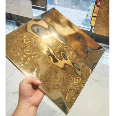 China Grade 304 Gold Mirror Embossed Stainless Steel Honeycomb Sandwich Panel 1219x2438mm for sale