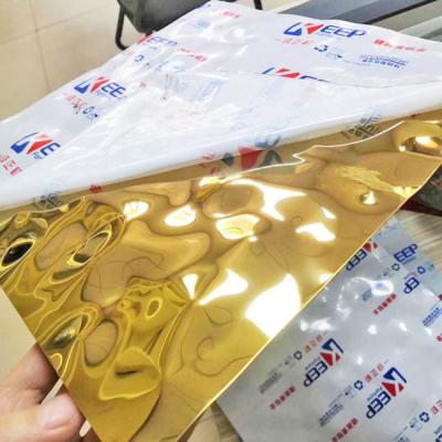China Grade 304 Gold Mirror Water Ripple Stainless Steel Honeycomb Sandwich Panel 4x8ft for sale
