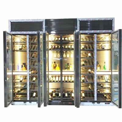 China Stainless Steel Wine Cabinet 220V 50Hz Compressor Refrigeration Custom Size Luxury Bar Furniture for sale