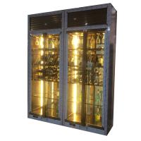 China Custom Tempered Glass Stainless Steel Wine Cellar Cooler 220V 50Hz Compressor Refrigeration Bar Display Cabinet for sale