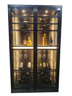 China Custom Black Stainless Steel Wine Cabinet Constant Temperature 12-18°C 220V for sale