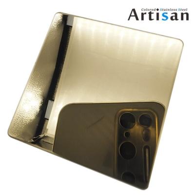 China Champagne Gold PVD Coated 304 Stainless Steel Sheet Mirror Finish 1219x2438mm for Elevator Decoration for sale