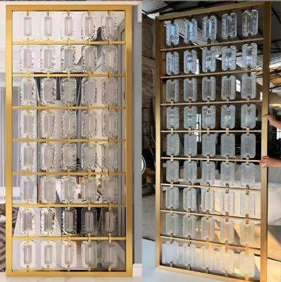 China PVD Colored Gold Hairline Brushed Stainless Steel Room Divider Screen Partition 304 500x2800mm for sale