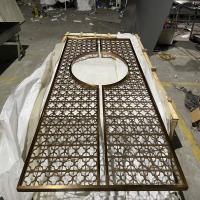 China PVD Gold Stainless Steel Screen Partition 304 Hairline Finish Living Room Divider Custom Size for sale
