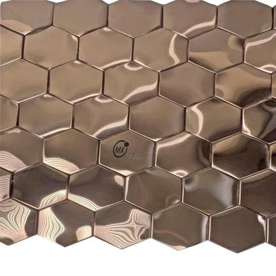 China Hexagon Brushed Stainless Steel Mosaic Tiles for sale
