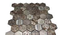 China Modern Luxury Hexagonal Metal Mosaic Tile 300x300mm Stainless Steel Inkjet for sale