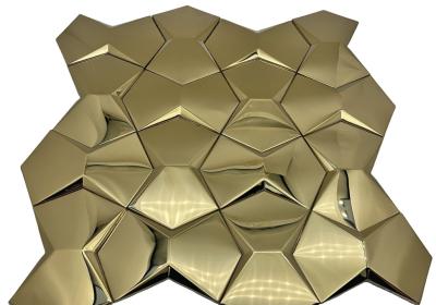 China 3D Stainless Steel Mosaic Tile 300x300mm for KTV Club Bar TV Wall Decorative Convex for sale