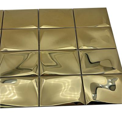 China 300x300mm 3D Bread Titanium Mirror 304 Stainless Steel Mosaic Tile for Hotel Decoration for sale