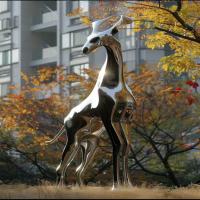 China 304 Stainless Steel Powder Coated Gold Sculpture for Outdoor Decoration 2m Height for sale