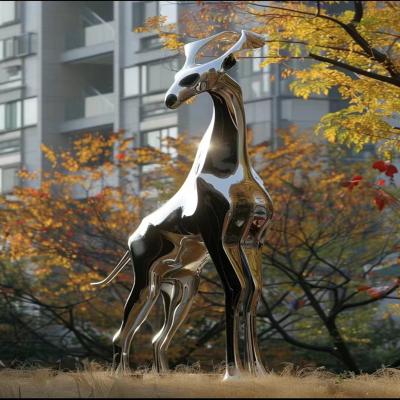 China 304 Stainless Steel Powder Coated Gold Sculpture for Outdoor Decoration 2m Height for sale