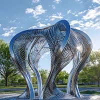 China Customized Powder Coated Hollow Out 316L Stainless Steel Sculpture for Plaza Decoration for sale
