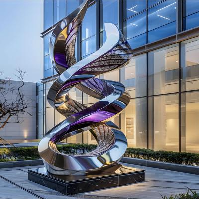China Custom Stainless Steel Outdoor Garden Sculpture 304 Mirror Finish Violet for sale