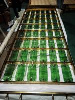 China Custom Size Stainless Steel Screen Partition with Moru Glass 500x3000mm Gold PVD for sale