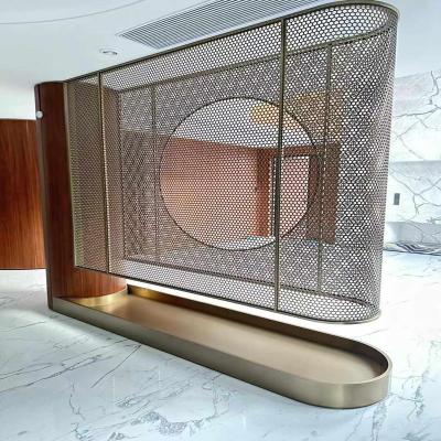 China 304 Stainless Steel Custom Hollow Partition Screen for Villa Hotel Decoration PVD Colored for sale