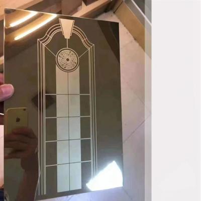China 201 Gold Color Stainless Steel Etched Sheet For Interior for sale