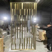 China PVD Rose Gold Brushed 304 Stainless Steel Screen Partition Room Divider 500x2800mm for sale