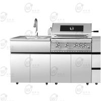 China Stainless Steel Outdoor Kitchen Cabinet Set 600mm Width 2070mm Length with BBQ Module and Custom Options for sale