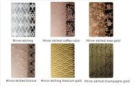 China Antique 304 Gold Etching Super Mirror Color Stainless Steel Sheet For Wall Cladding Panel for sale