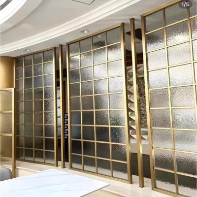 China Gold PVD Stainless Steel Screen Partition 304 Room Divider 500x2800mm for Hotel Villa for sale