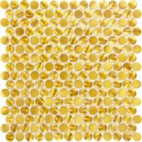 China Round Gold Stainless Steel Mosaic Tile 300x300mm for Wall Background Decoration for sale