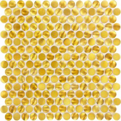 China Round Gold Stainless Steel Mosaic Tile 300x300mm for Wall Background Decoration for sale