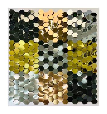 China Champagne Gold Stainless Steel Mosaic Tiles 300x300mm Mirror Finish for Interior Decoration for sale