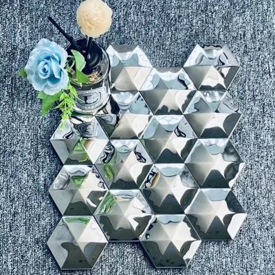China PVD Colored Stainless Steel Mosaic Tile 300x300mm Rose Gold Hexagonal Wall Plate for sale