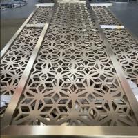 China Laser Cut Stainless Steel Screen Partition 3x10ft PVD Gold Room Divider for Hotel Decoration for sale