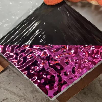 China PVD Colored Water Ripple Embossed Mirror 8K Stainless Steel Sheet 1219x2438mm for sale