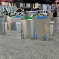 China Customized 316L Stainless Steel Trash Can Silver Powder Coated 30 Gallon Outdoor Bin for sale