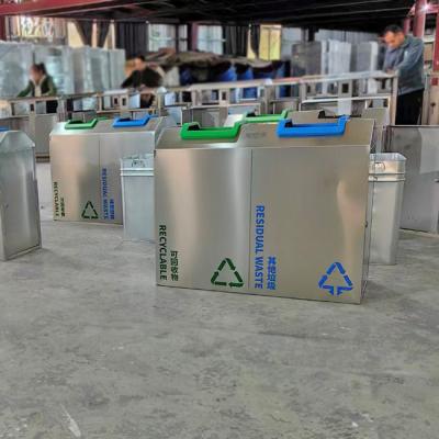 China Customized 316L Stainless Steel Trash Can Silver Powder Coated 30 Gallon Outdoor Bin for sale