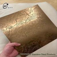 China Gold Customized Design  304 Colored Etched Stainless Cladding Elevator Door Decorative Sheet Plate  For Hotel Project for sale