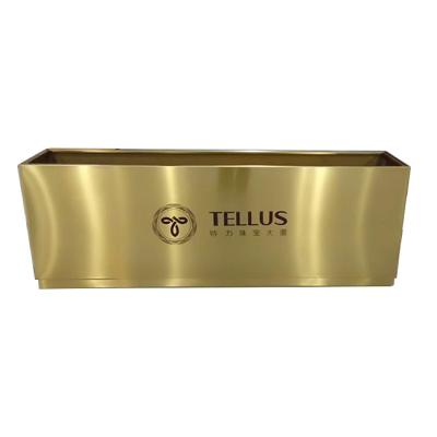 China Custom Outdoor Hairline Gold Stainless Steel Planter - SUS 304/316L Grade, 30-45 Day Lead Time for Hotels & Malls for sale