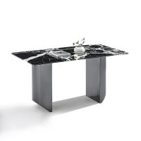 China Custom Sintered Stone Tabletop with Mirror Black Stainless Steel Base Dining Table - 15-30 Day Lead Time, Multiple Grade Options for sale