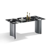 China Custom Sintered Stone Tabletop with Double Round Arc Stainless Steel Legs - SUS 304/316L Grade, 15-30 Day Lead Time for sale
