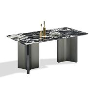 China Modern Black Sintered Stone Dining Table PVD Coating Stainless Steel Base 304 for sale