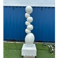 China Custom Stainless Steel Sculpture Round Stone Shape Mirror Polished Art Design 304 Grade for sale