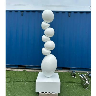 China Custom Stainless Steel Sculpture Round Stone Shape Mirror Polished Art Design 304 Grade for sale