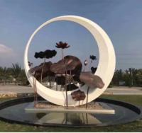 China Silver 316L Shiny Mirror Stainless Steel Sculpture For Architecture Project for sale