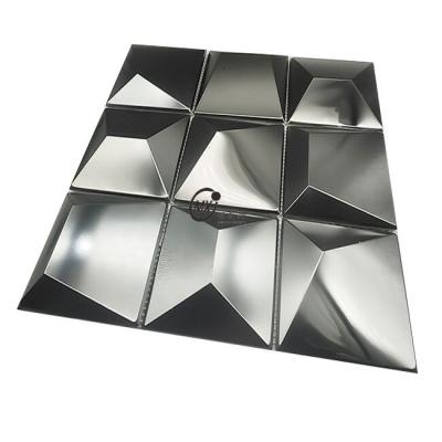 China 3D Mirror Mosaic Tile 300x300mm Stainless Steel Wall Decor for Hotel Restaurant for sale