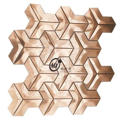 China Gold Mirror Stainless Steel Mosaic Tile 304 Grade 300x300mm for Interior Exterior Decoration for sale