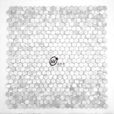 China 98*98MM Hexagon Hairline   SLIVER Metal Mosaic Ceramic Tile for sale
