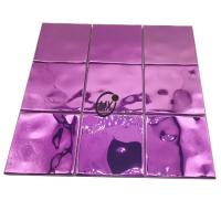 China 300x300mm Stainless Steel Metal Mirror Mosaic Tile Violet Square Wall Tile for Backsplash for sale