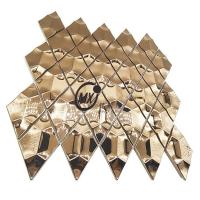 China Gold Stainless Steel Mosaic Tile 304 300x300mm 3D Decorative Wall Sheet for Interior Exterior for sale