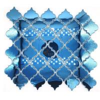 China Mirror 8K Blue Grandeur 3D Effect Stainless Steel Mosaic Tile 300x300mm for Wall Decor for sale