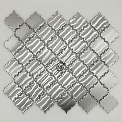 China SUS 201 304 Stainless Steel Mosaic Tiles 98x98mm Flower Shape Silver Decorative Wall Tiles for KTV Restaurants for sale