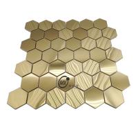 China Golden Matte Glossy Finish 304 Stainless Steel Mosaic Tiles 300x300mm for Kitchen Backsplash Bathroom Wall for sale