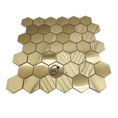China Golden Matte Glossy Finish 304 Stainless Steel Mosaic Tiles 300x300mm for Kitchen Backsplash Bathroom Wall for sale